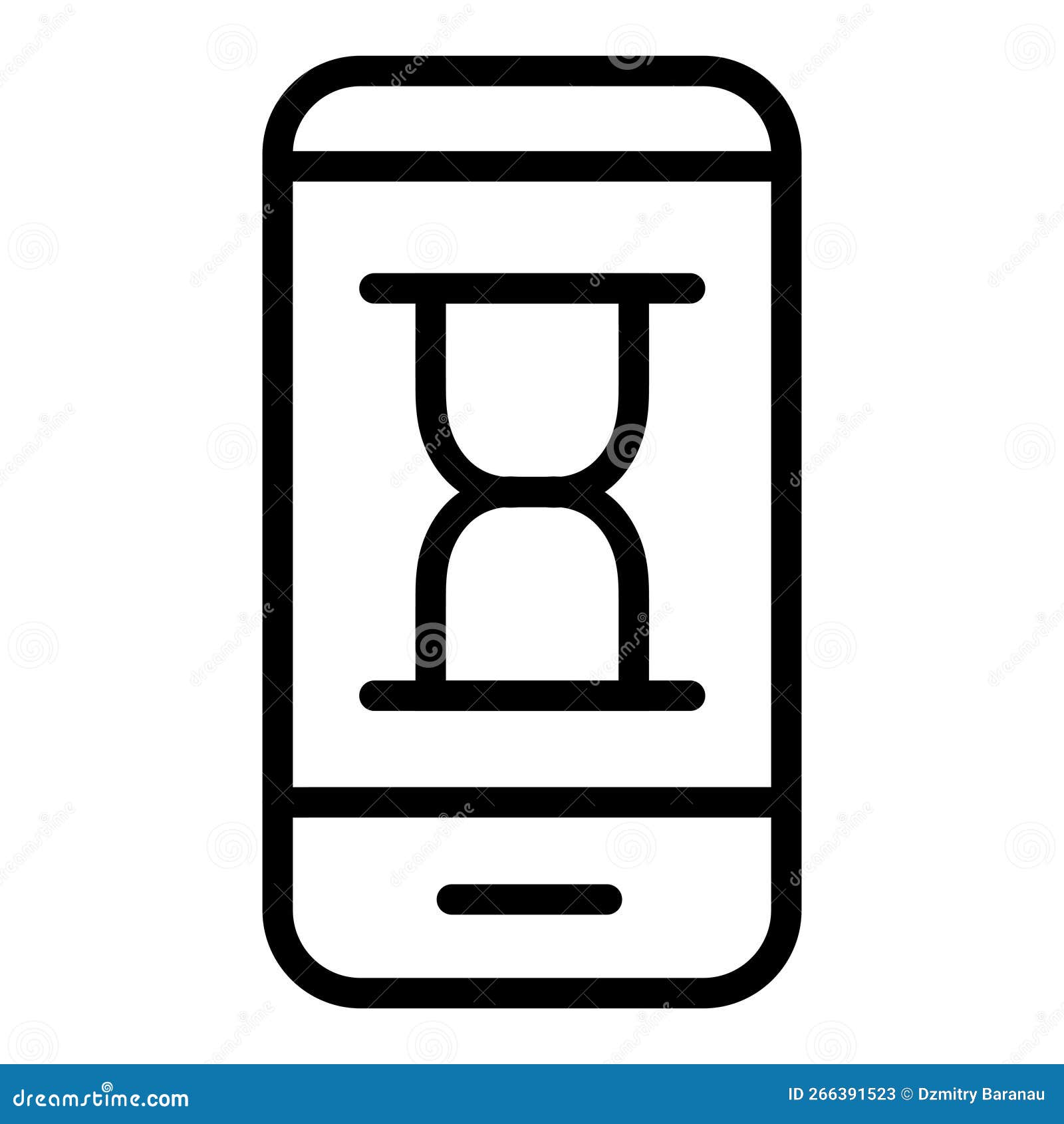 Loading Smartphone Icon Line Isolated on White Background. Black Flat ...