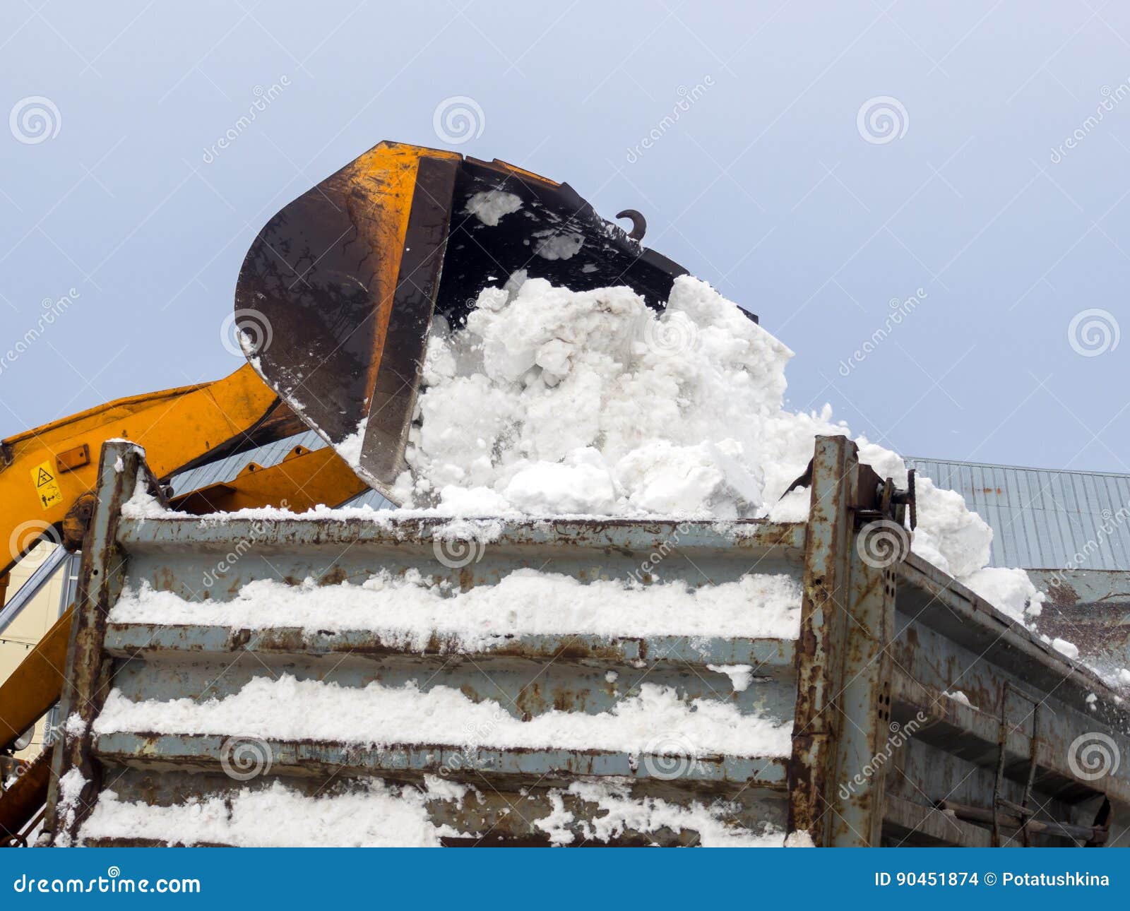Loading Snow into Trucks for Removal Stock Photo - Image of snowplow ...