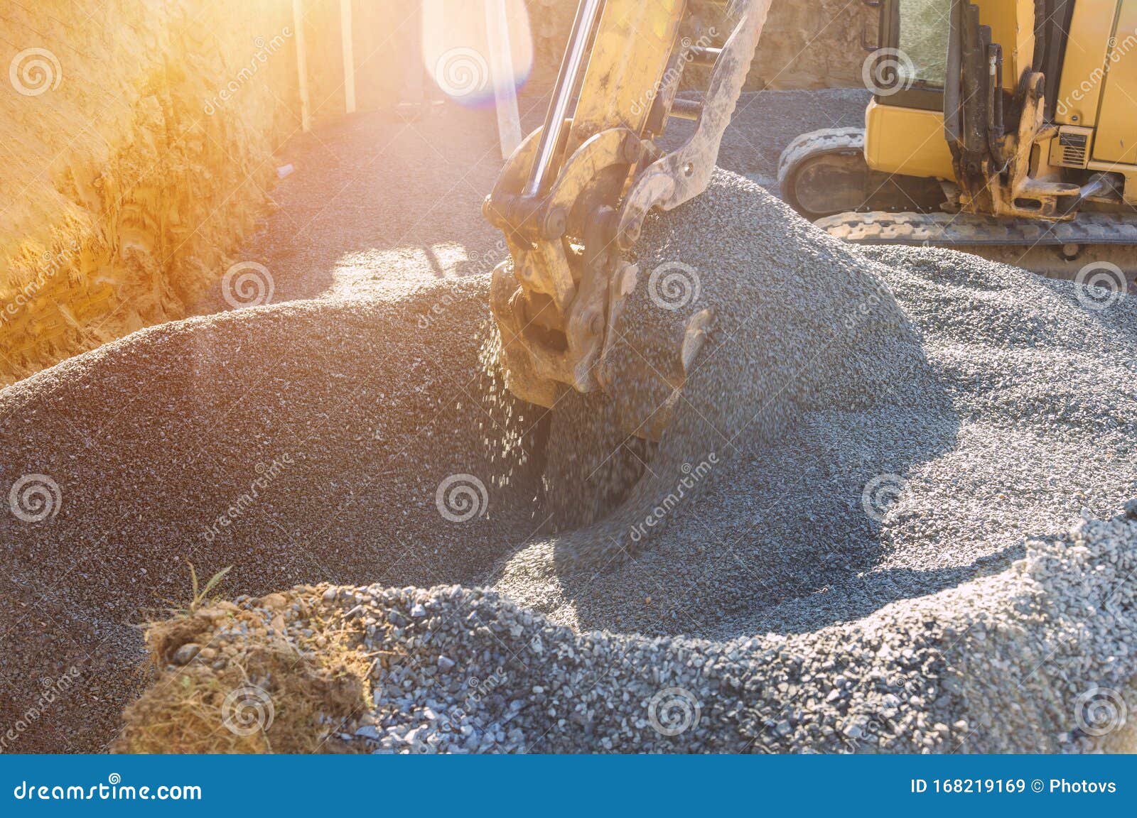 Loading of Stone Excavator Works in Gravel Pit Stock Image - Image of ...