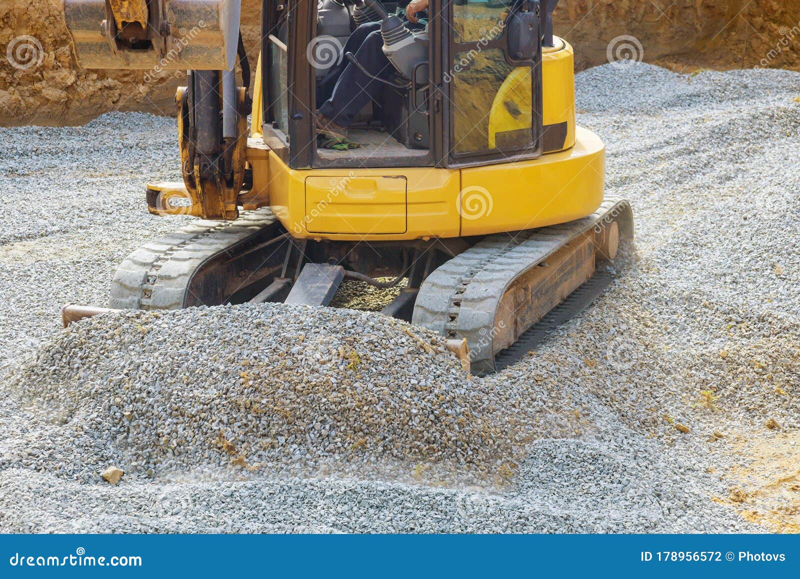 Loading of Stone Excavator Works in Gravel Pit Stock Photo - Image of ...