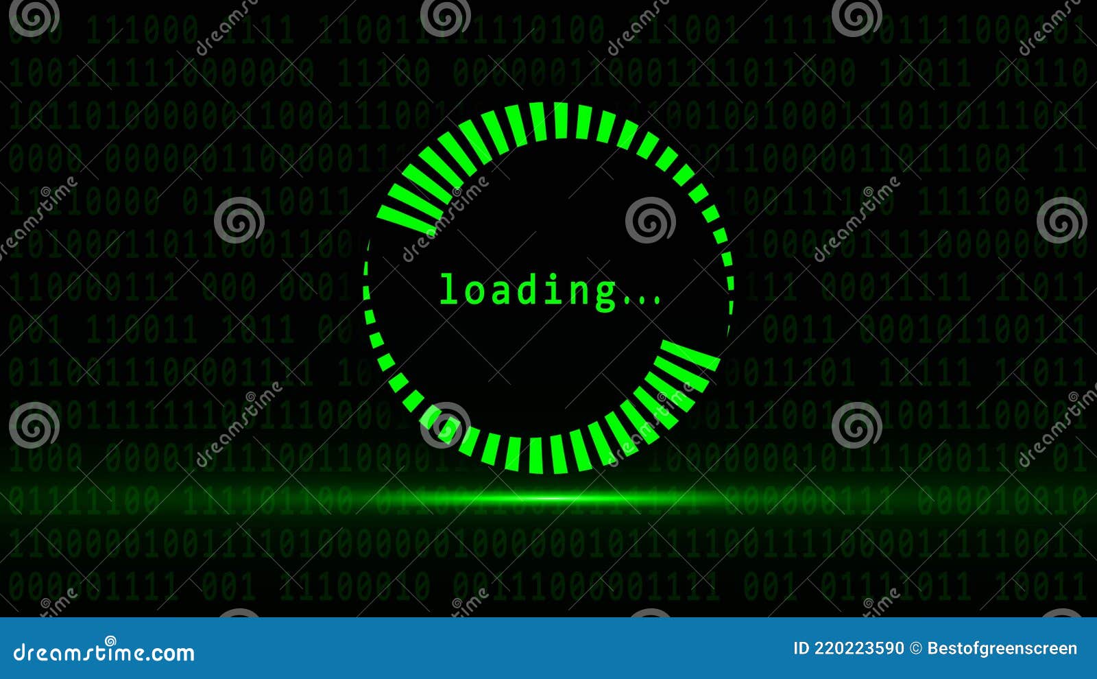 Loading Symbol in Green Light on Binary Code Background - Abstract ...