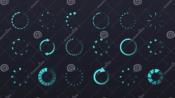 Loading symbols set stock vector. Illustration of load - 258351521