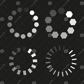 Loading Symbols Set. Round Shape. Computer Interface. Download Process ...