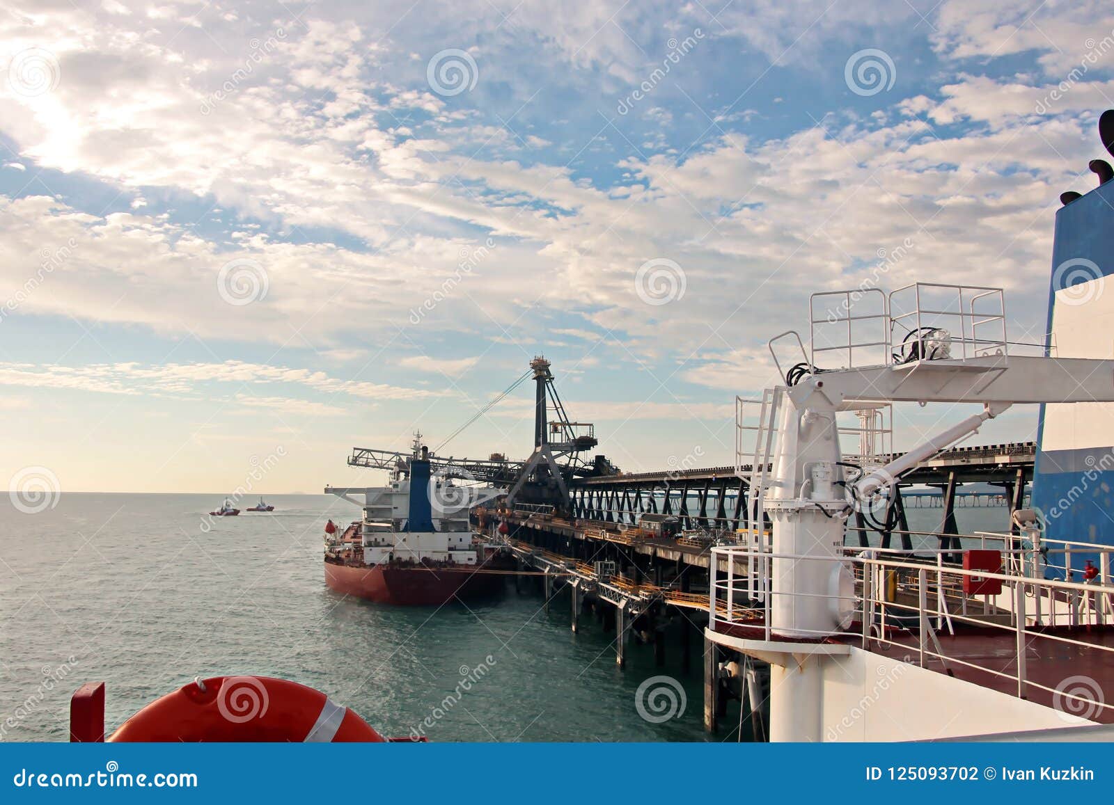 Loading Terminal of Coal Products for Cargo Ships, Bulkers and View of ...
