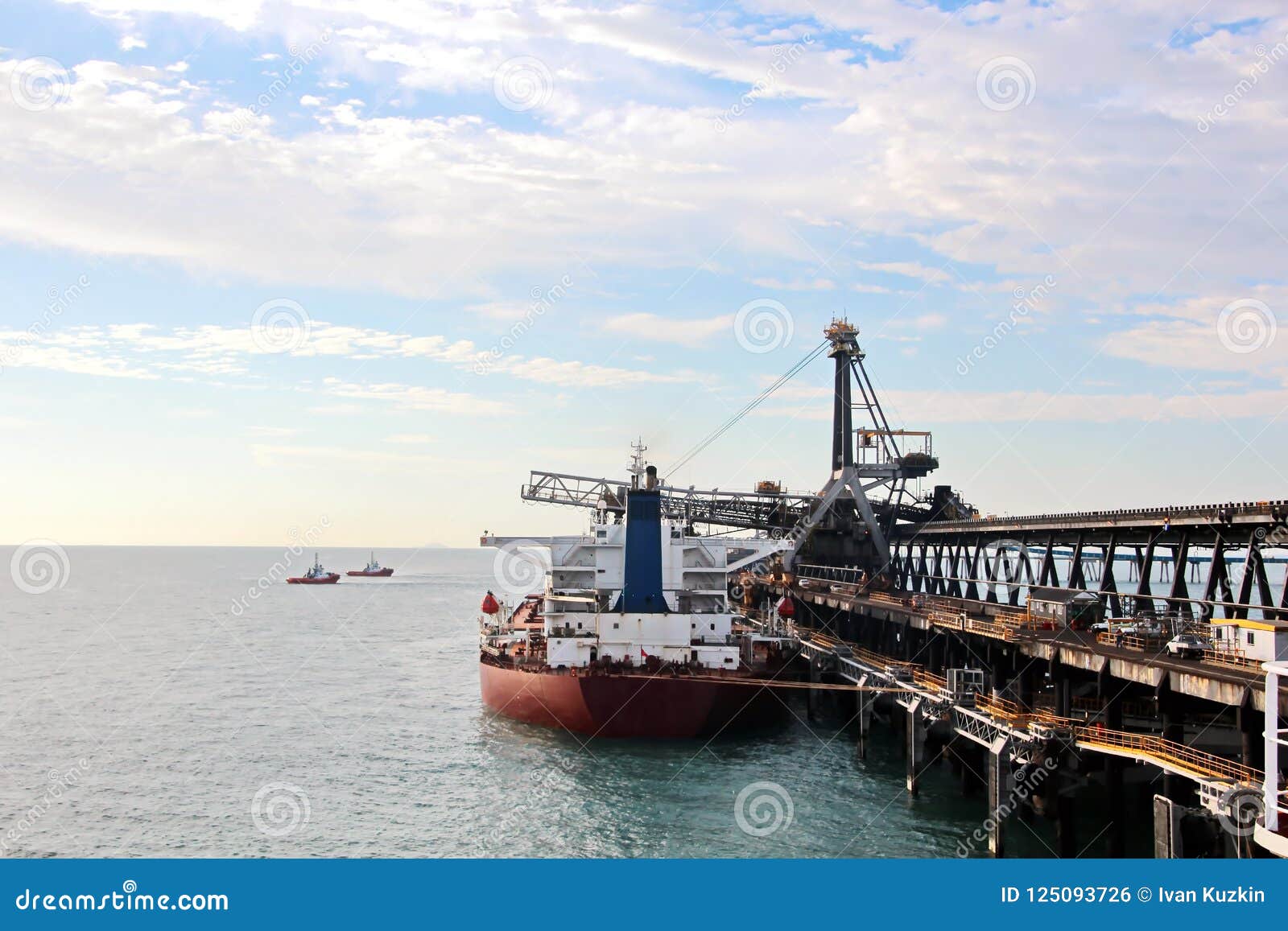 Loading Terminal of Coal Products for Cargo Ships, Bulkers and View of ...