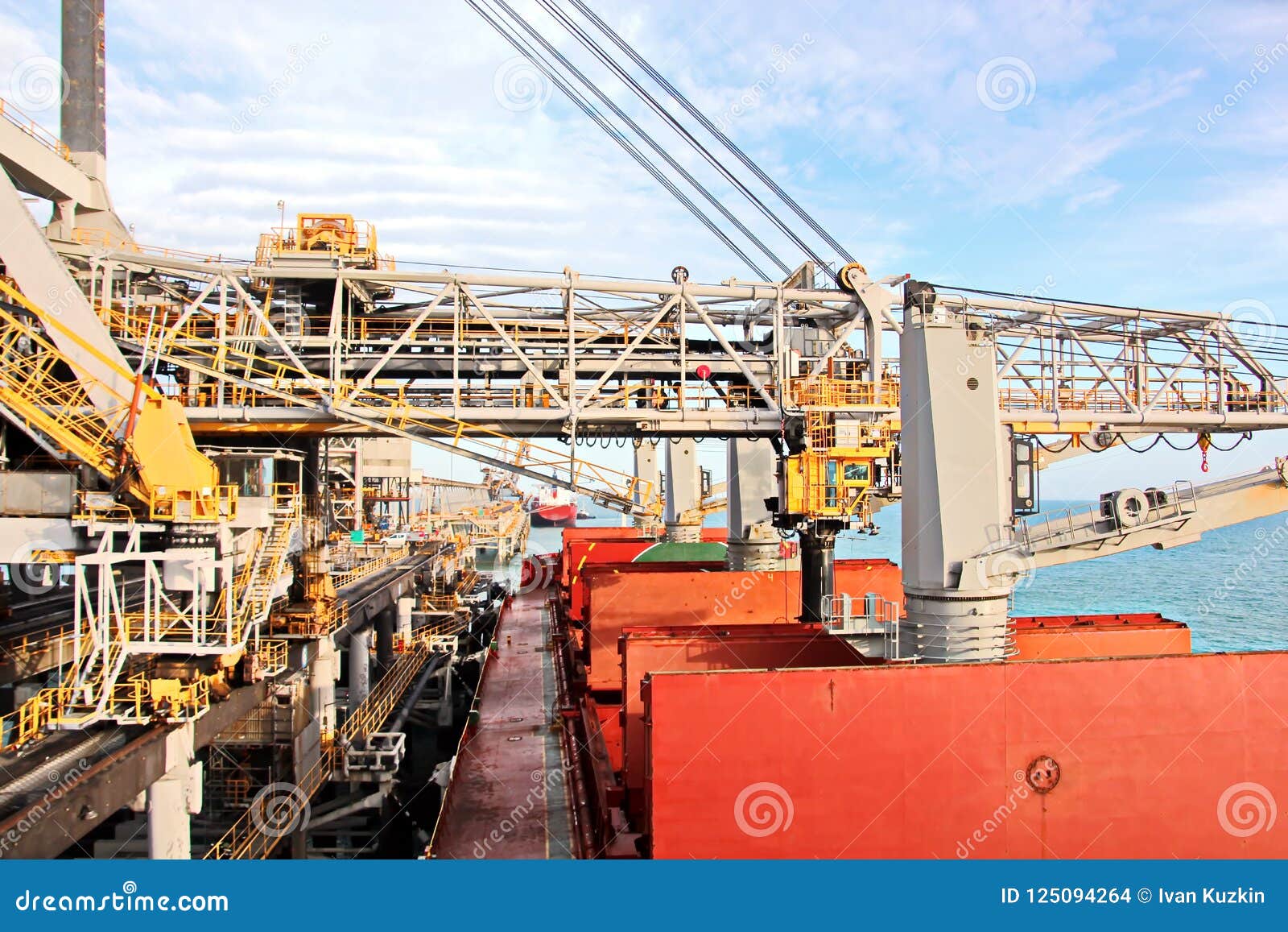 Loading Terminal of Coal Products for Cargo Ships, Bulkers and View of ...