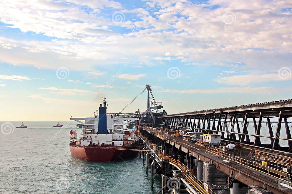 Loading Terminal of Coal Products for Cargo Ships, Bulkers and View of ...