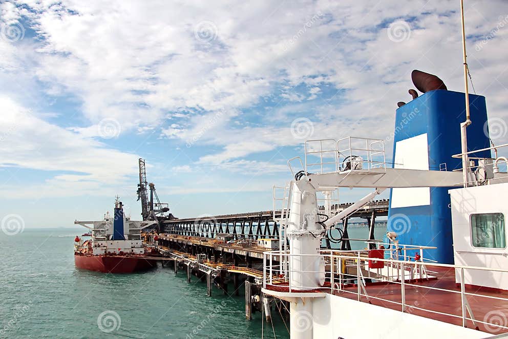 Loading Terminal of Coal Products for Cargo Ships, Bulkers and View of ...