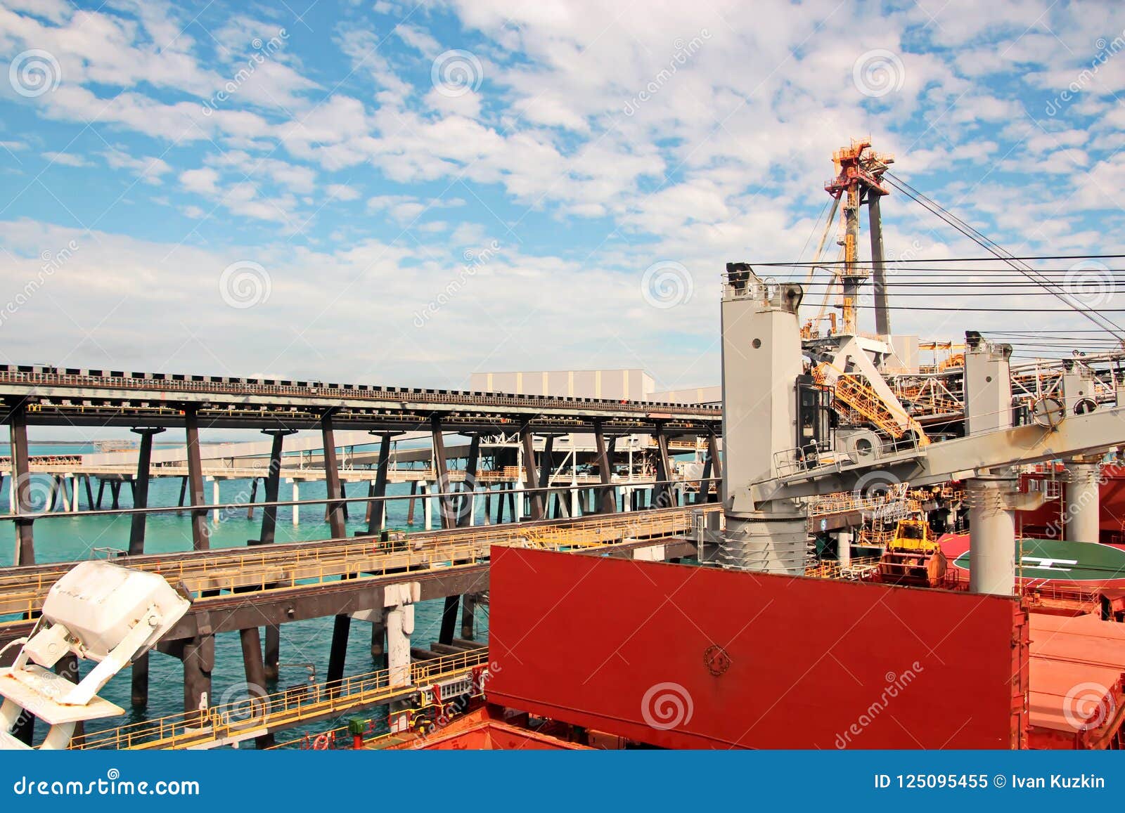 Loading Terminal of Coal Products for Cargo Ships, Bulkers and View of ...