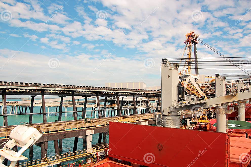 Loading Terminal of Coal Products for Cargo Ships, Bulkers and View of ...
