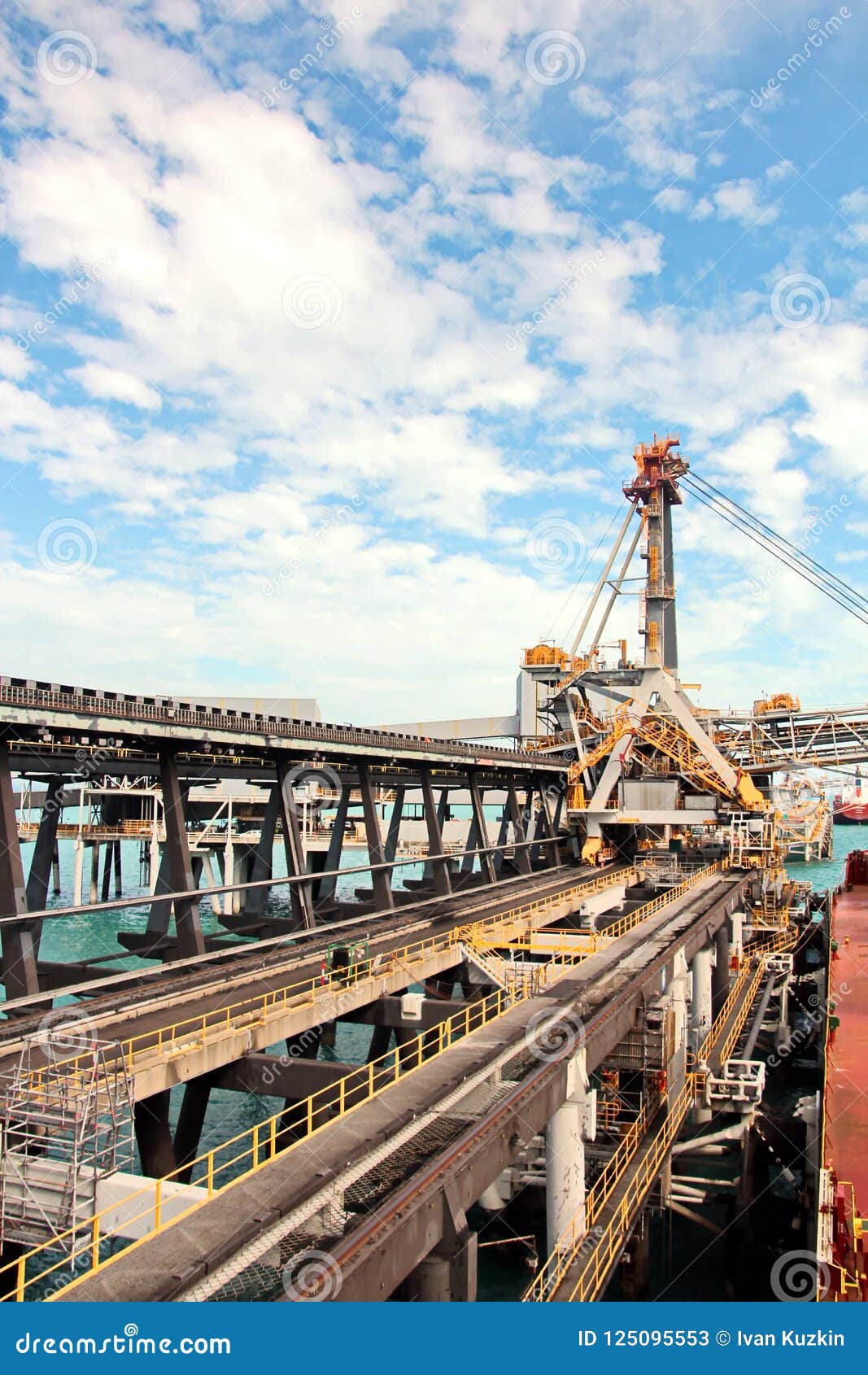Loading Terminal of Coal Products for Cargo Ships, Bulkers and View of ...