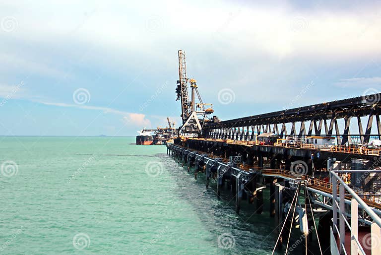 Loading Terminal of Coal Products for Cargo Ships, Bulkers and View of ...