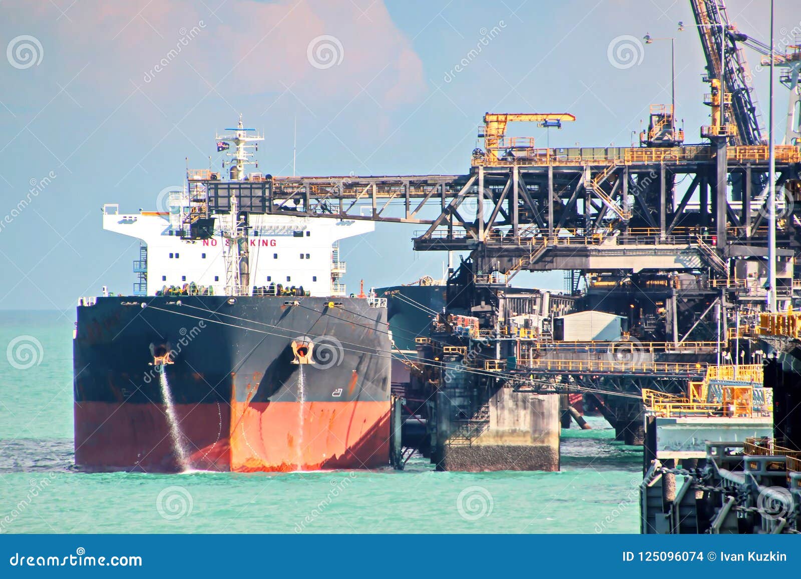 Loading Terminal of Coal Products for Cargo Ships, Bulkers and View of ...