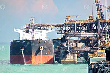 Loading Terminal of Coal Products for Cargo Ships, Bulkers and View of ...