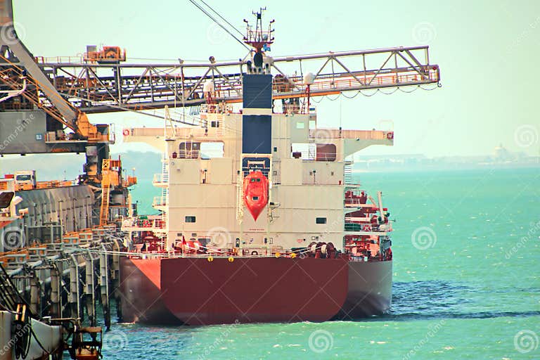 Loading Terminal of Coal Products for Cargo Ships, Bulkers and View of ...