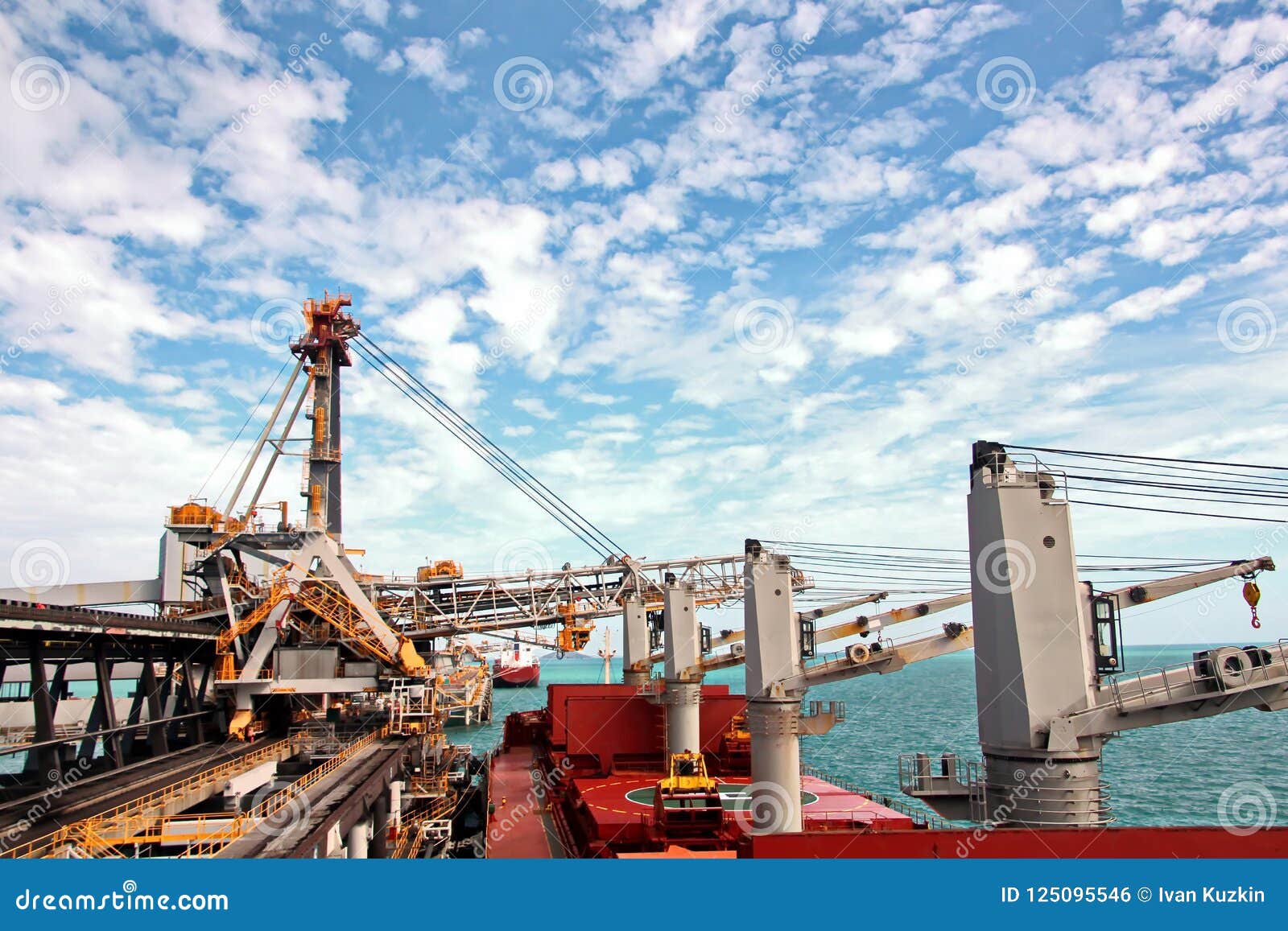 Loading Terminal of Coal Products for Cargo Ships, Bulkers and View of ...