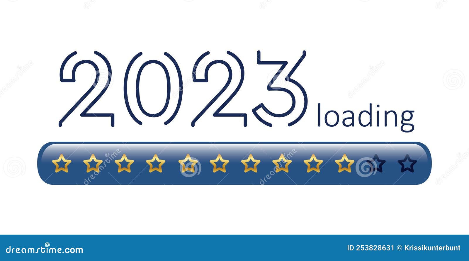 2023 Loading Text Blue Bar with Golden Stars Stock Vector ...