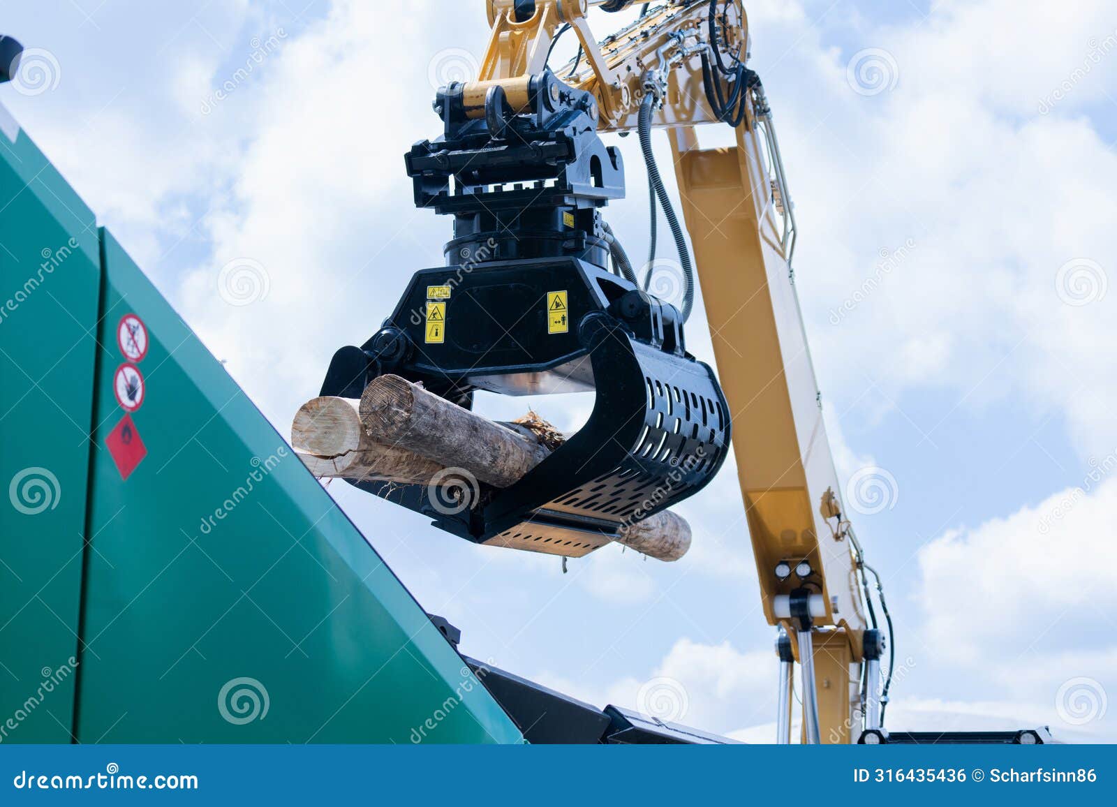 Loading of Timber. Loader Close Up Stock Photo - Image of storage, load ...
