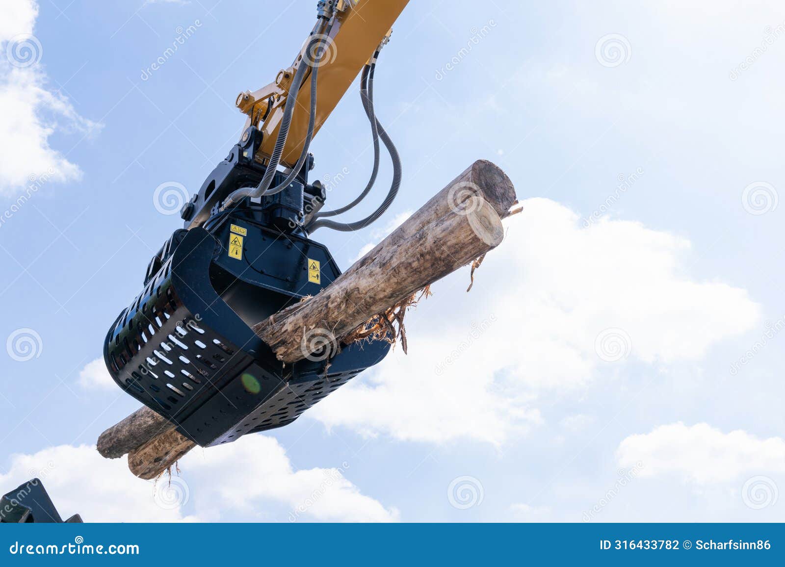 Loading of Timber. Loader Close Up Stock Photo - Image of lumber ...