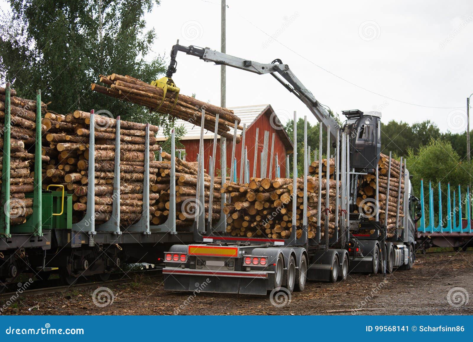 Loading of timber stock image. Image of europe, finland - 99568141