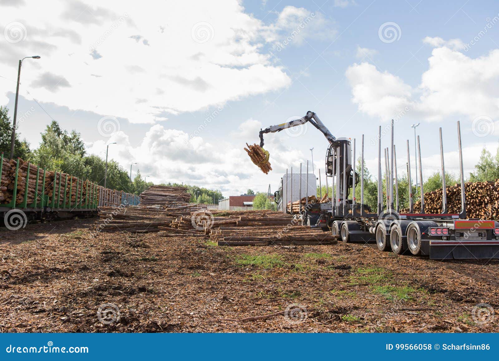 Loading of timber stock photo. Image of cargo, pile, europe - 99566058