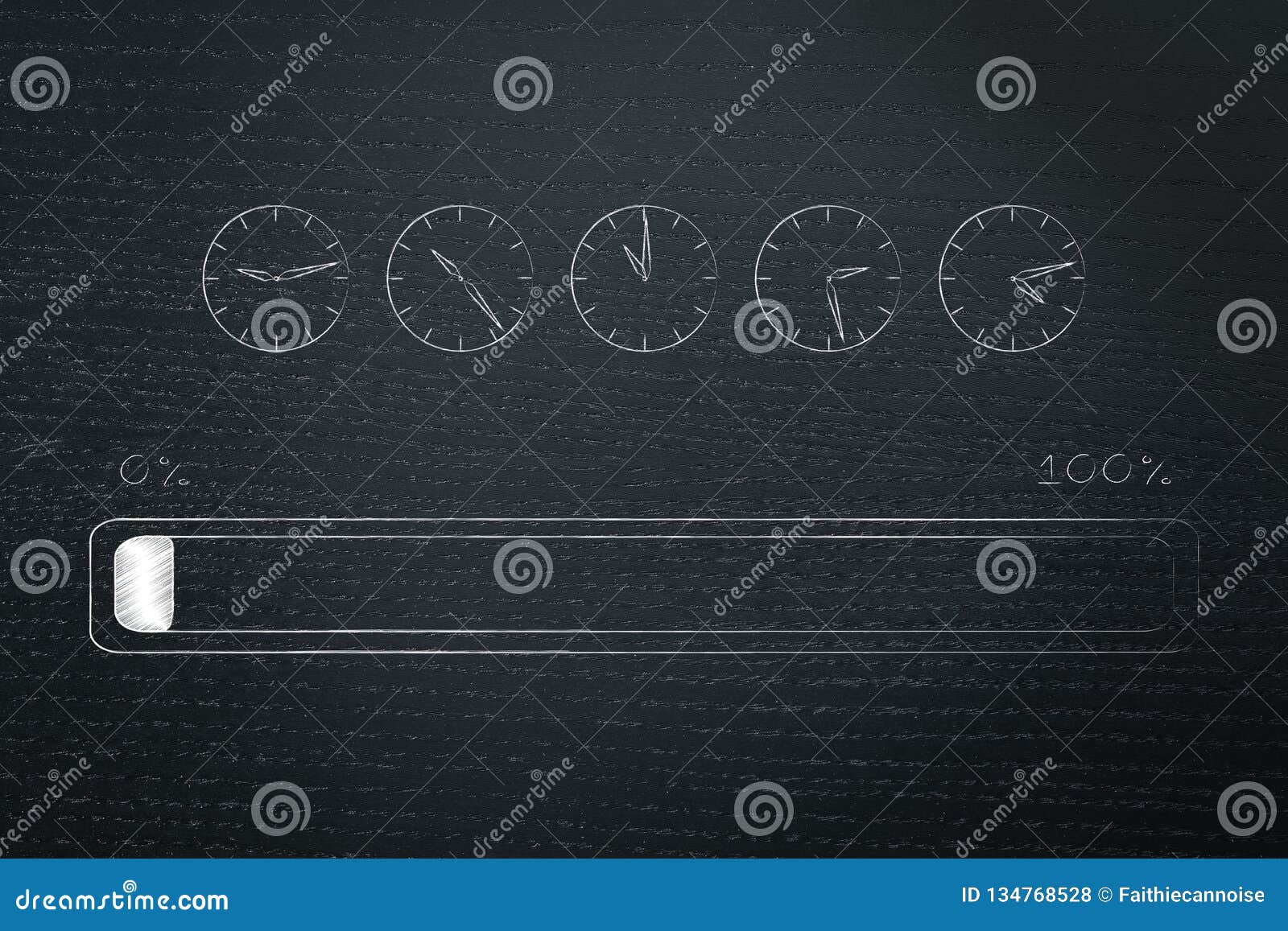 Slow Progress Bar with Process Just Begun and Clocks Above with Time ...