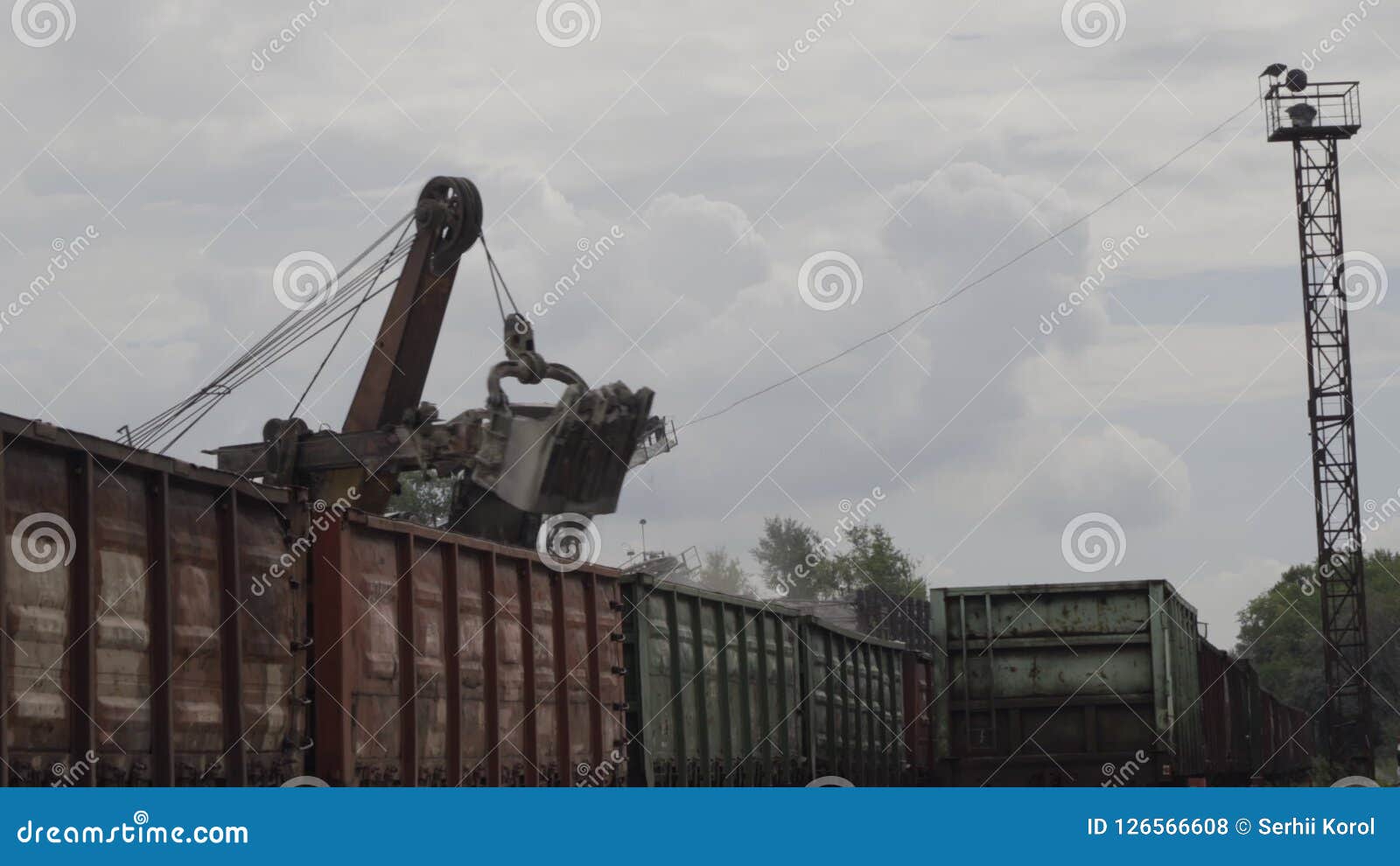 Loading the Train Car with Crushed Stones Stock Footage - Video of ...