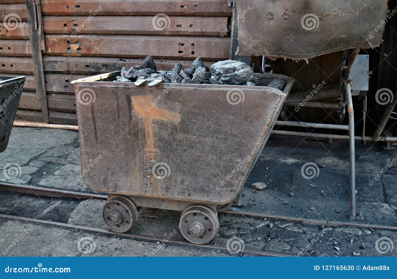 Loading and Transporting Coal Railcars Stock Photo - Image of lignite ...