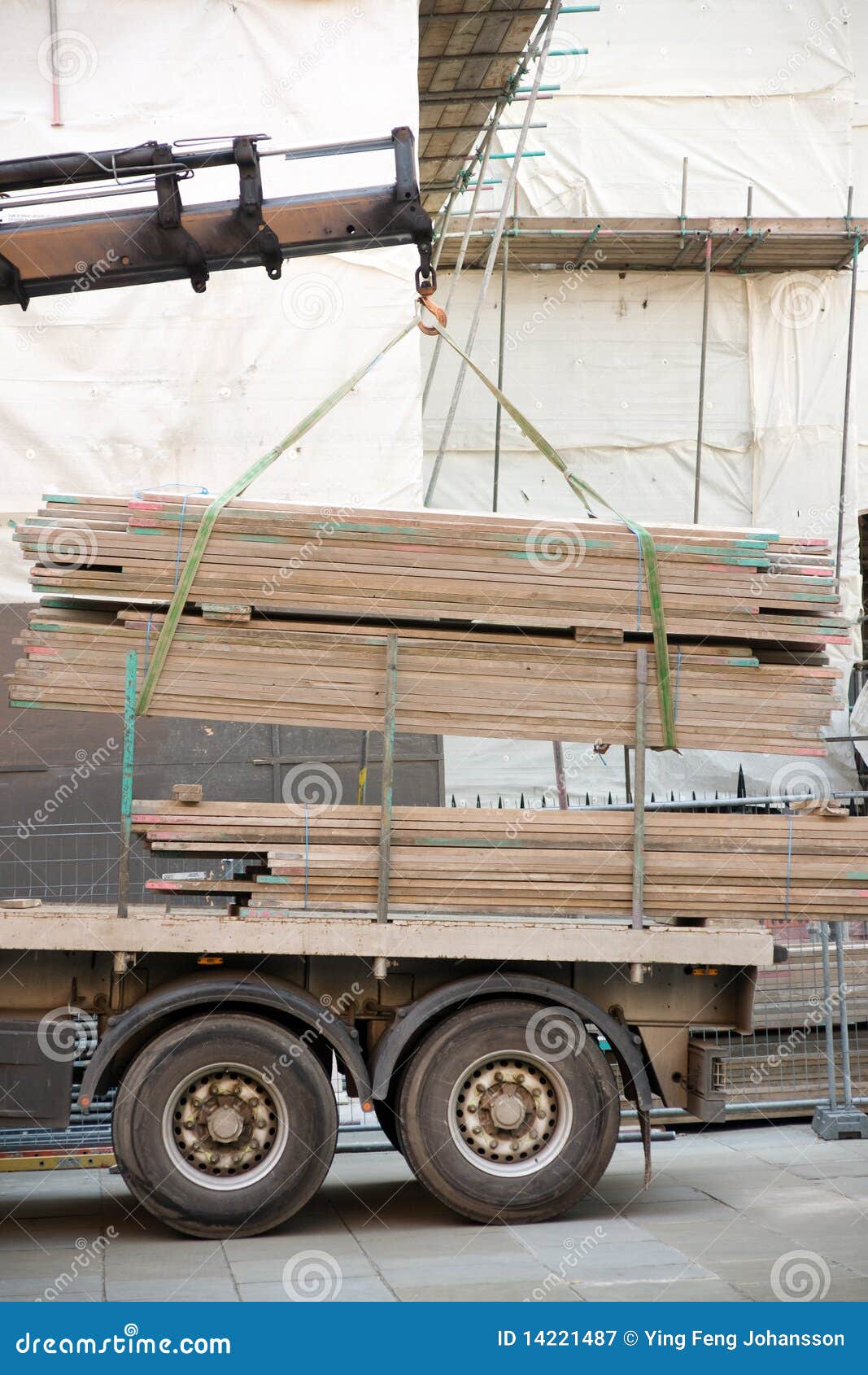 Loading a Truck at a Building Site Stock Image - Image of crane ...