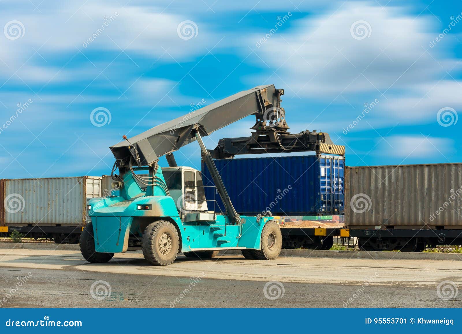 Loading Truck at the Container Logistic Yard Stock Image - Image of ...