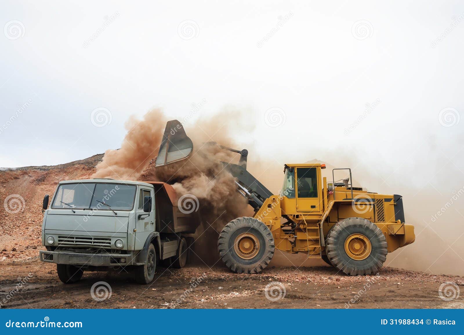 Loading Truck with an Excavator Stock Photo - Image of heavyindustry ...