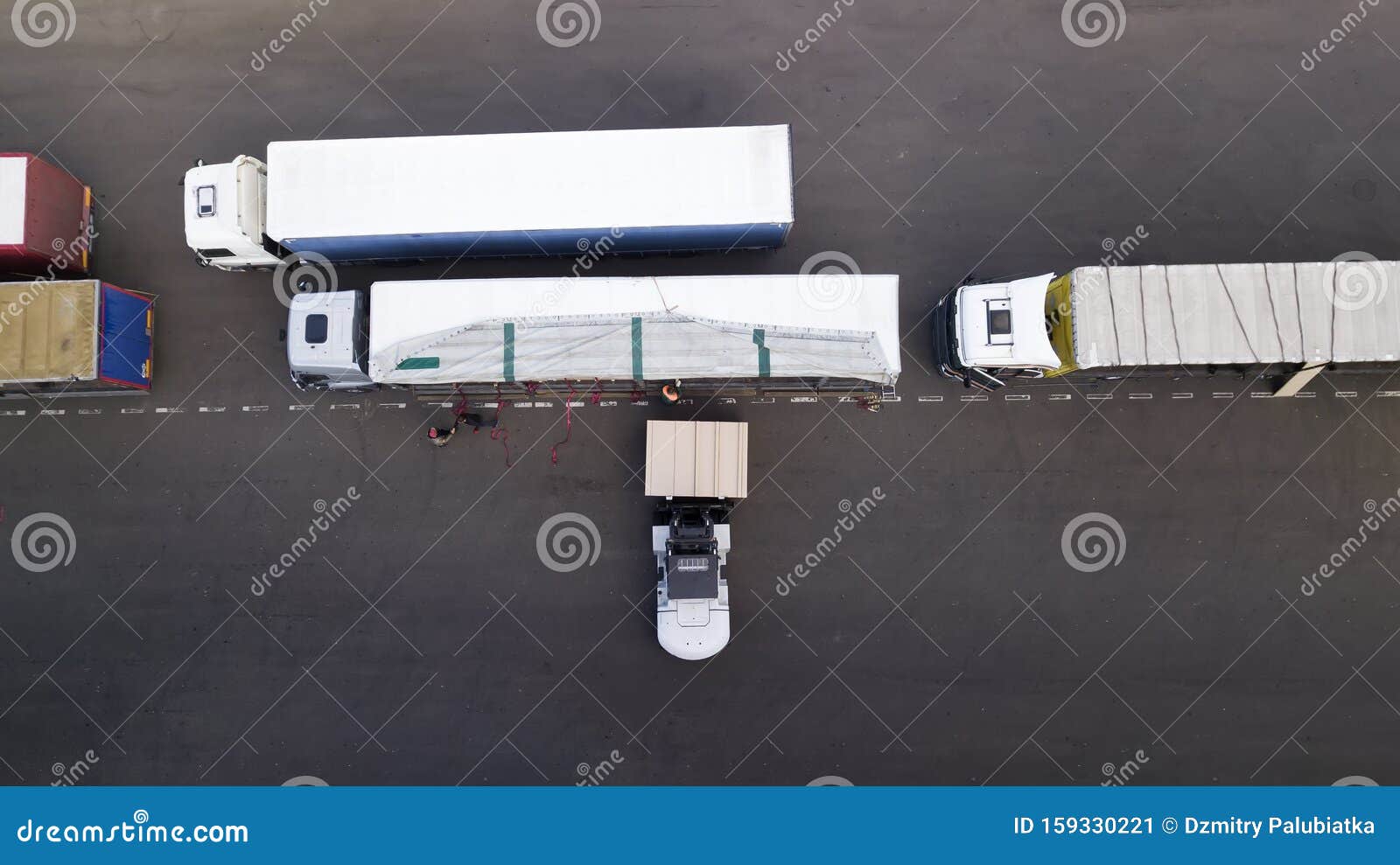 Loading a Truck in a Logistics Center Top View Stock Image - Image of ...