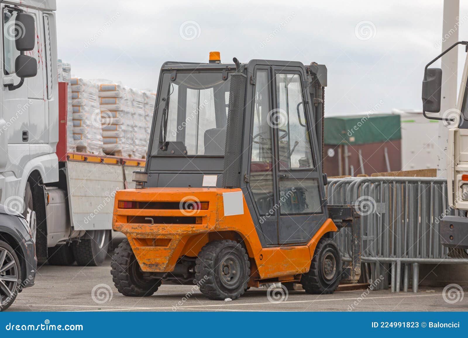 Loading Truck Trailer Forklift Stock Image - Image of union, loading ...