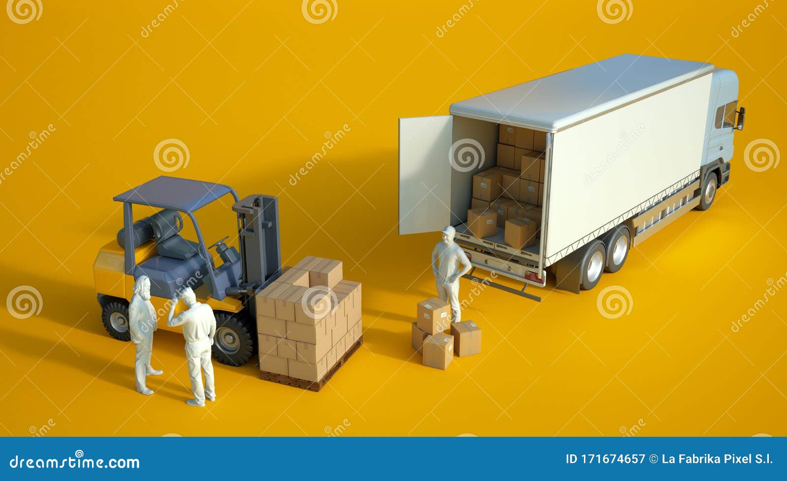 Loading Truck on a Warehouse Stock Illustration - Illustration of copy ...