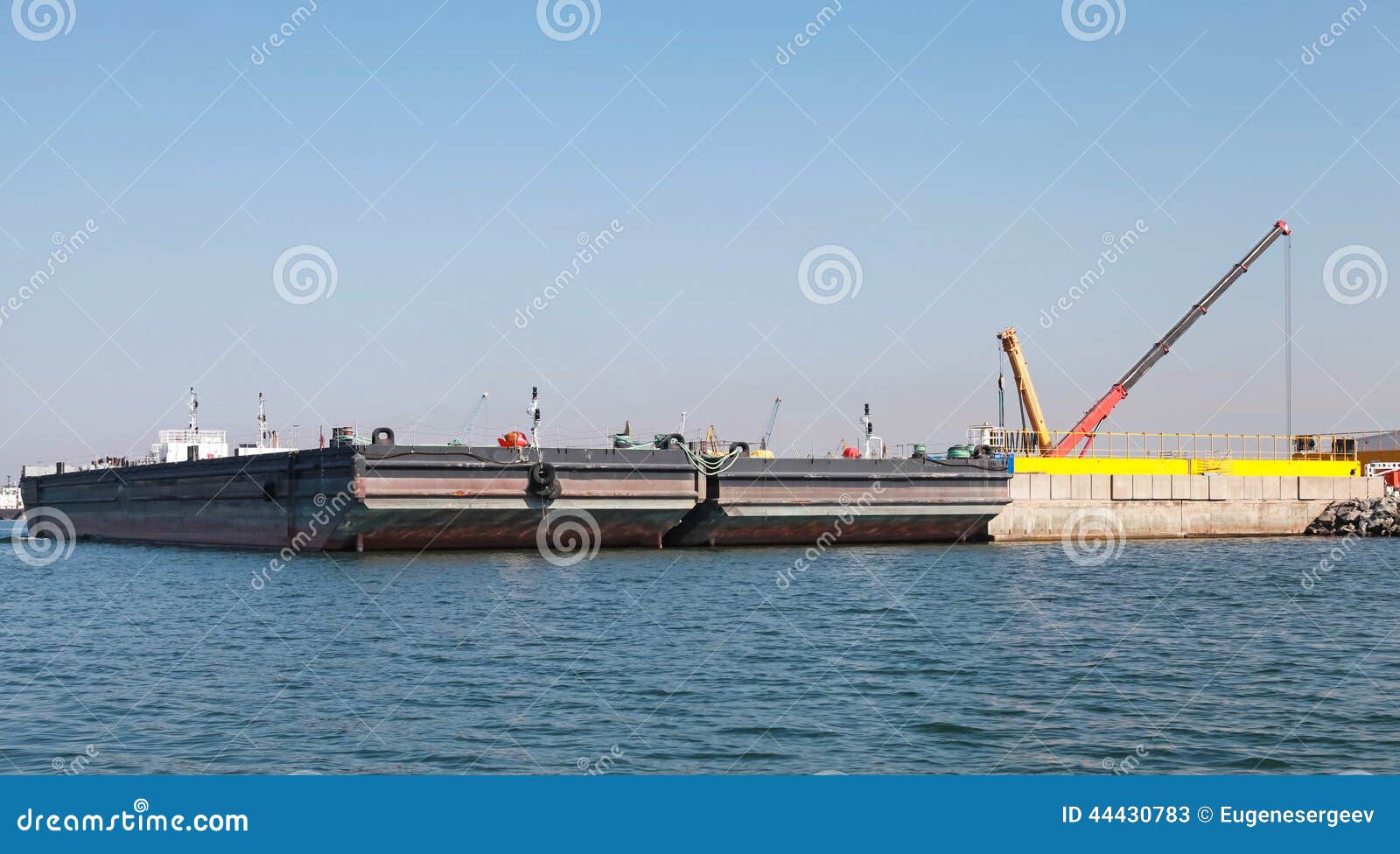 Loading Two Cargo Barges Port Stock Photos - Free & Royalty-Free Stock ...