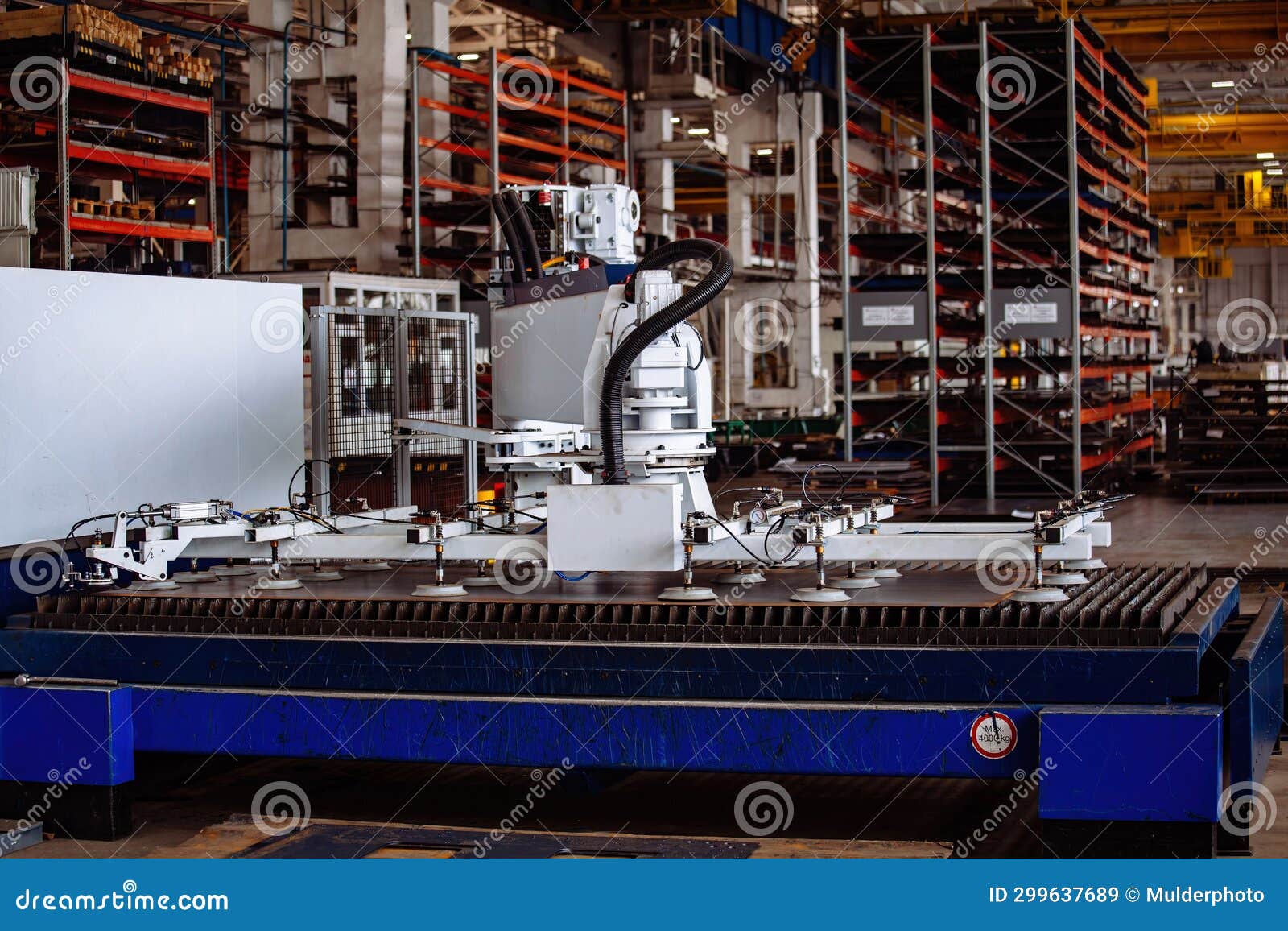 Loading Unit of Cutting Machine. Mechanical Vacuum Lifter Loading Metal ...