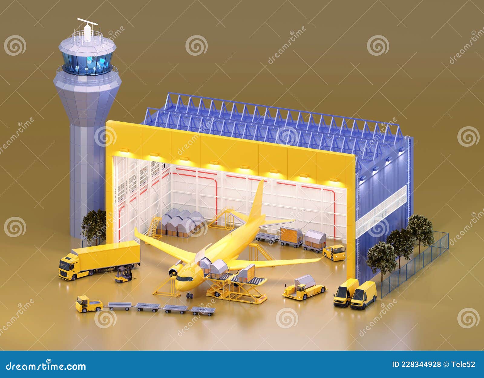Loading Unit Load Devices on Cargo Airplane Stock Illustration ...