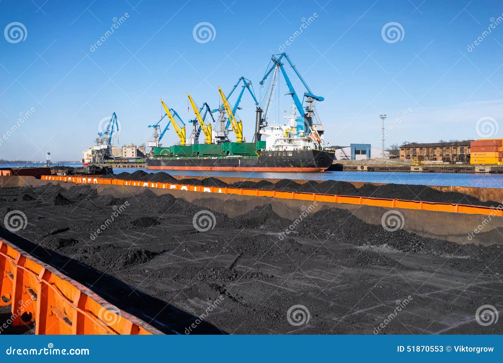 Loading and Unloading of Coal at the Port Stock Image - Image of export ...