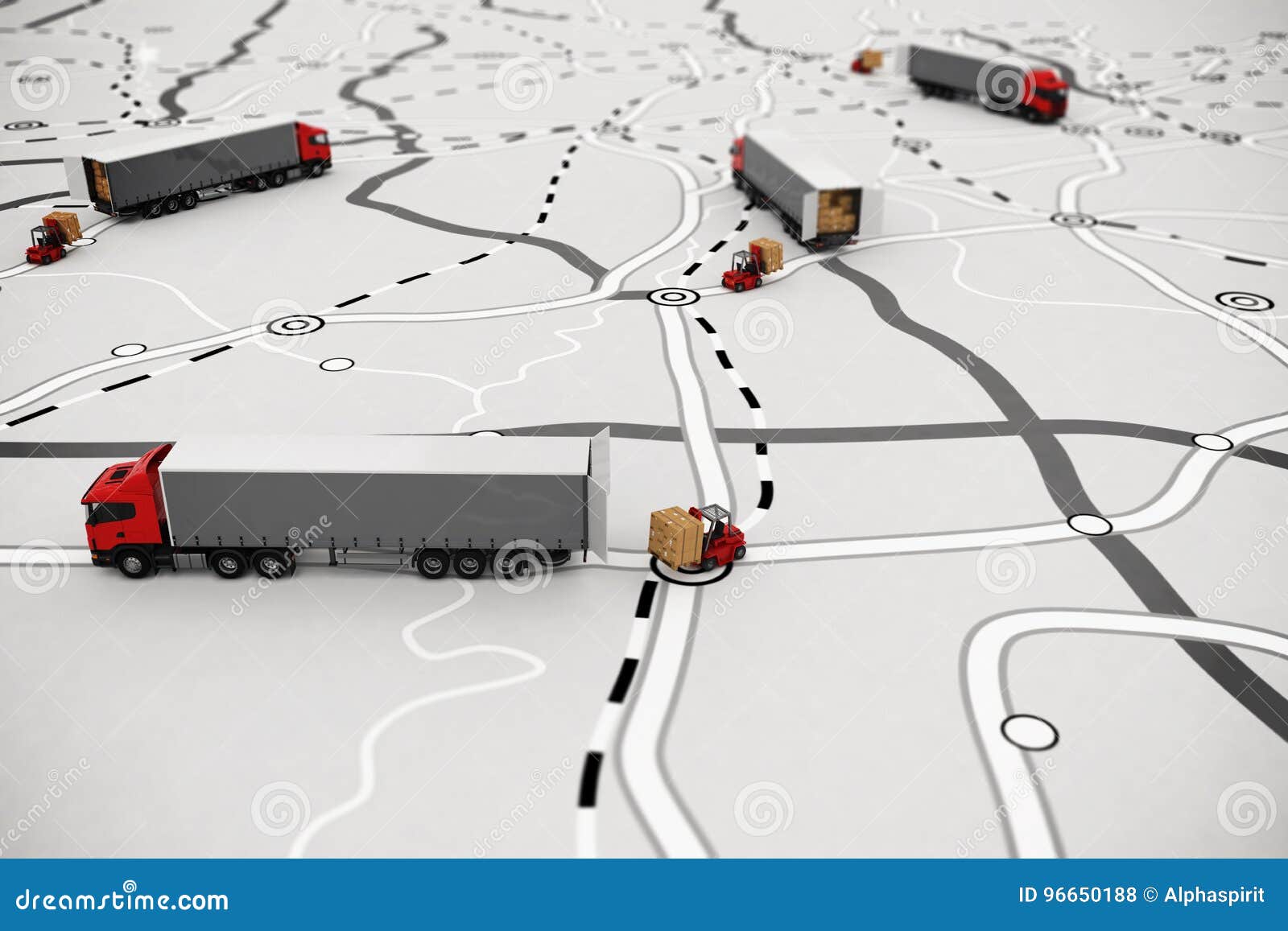 Loading and Unloading Goods on a Map. 3D Rendering Stock Illustration ...