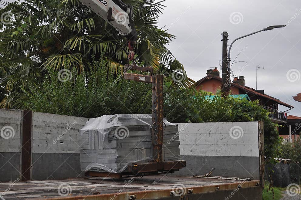 Loading or Unloading of Stone Tiles Stock Image - Image of floor, tiles ...