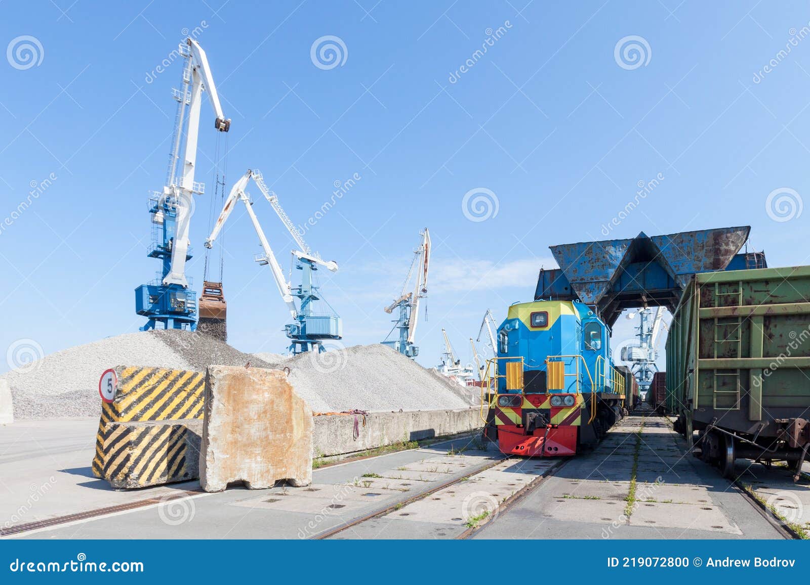 Loading and Unloading of Vessels Stock Photo - Image of cargo, aerial ...