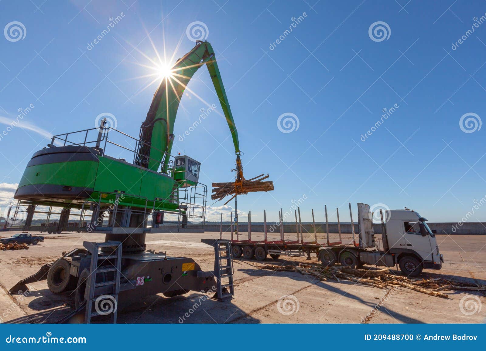 Loading and Unloading of Vessels on Timber Terminal Stock Photo - Image ...