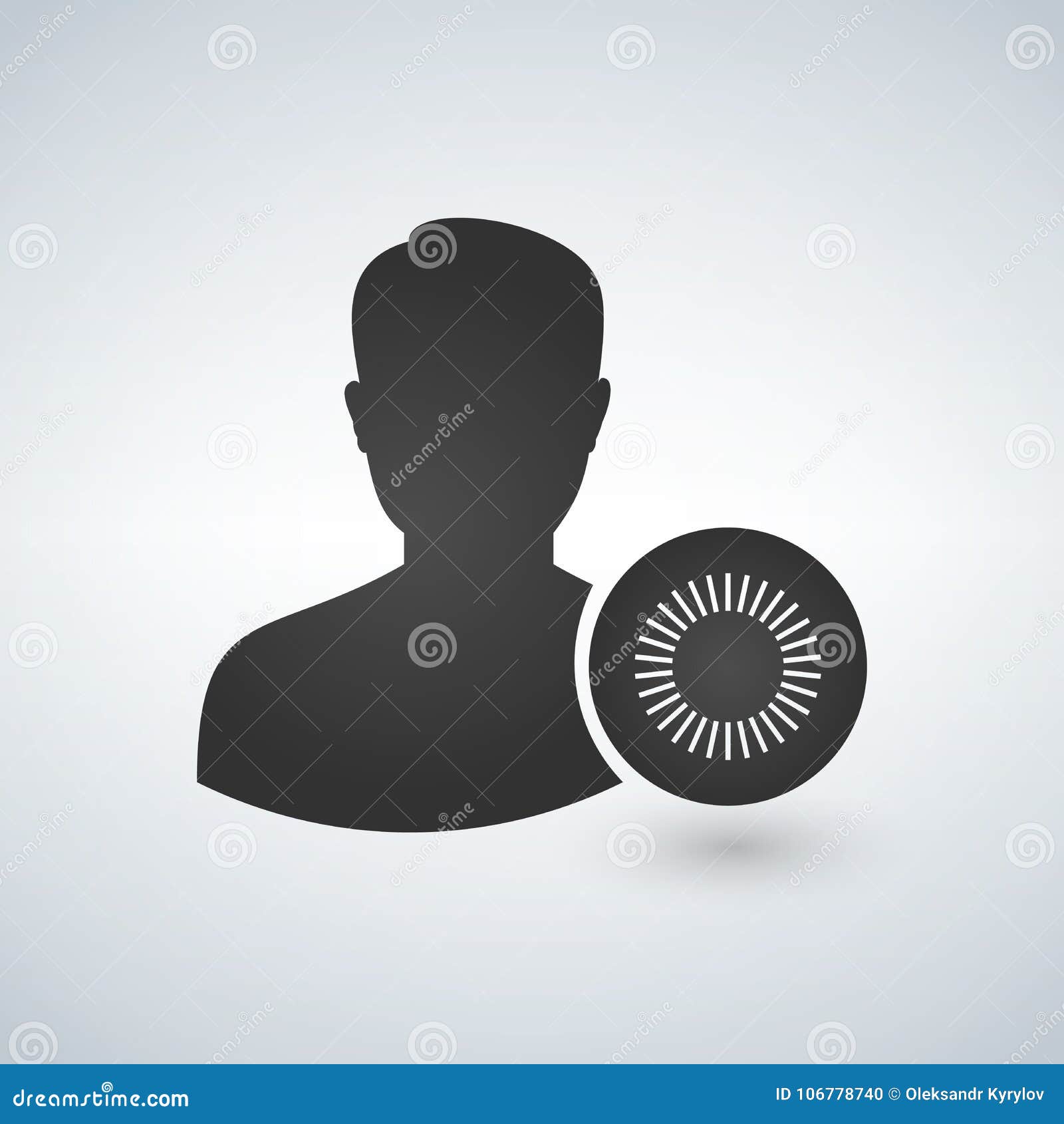 Loading User Avatar Account Flat Icon in Circle on White Background ...
