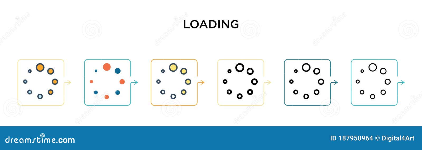 Loading Vector Icon in 6 Different Modern Styles. Black, Two Colored ...