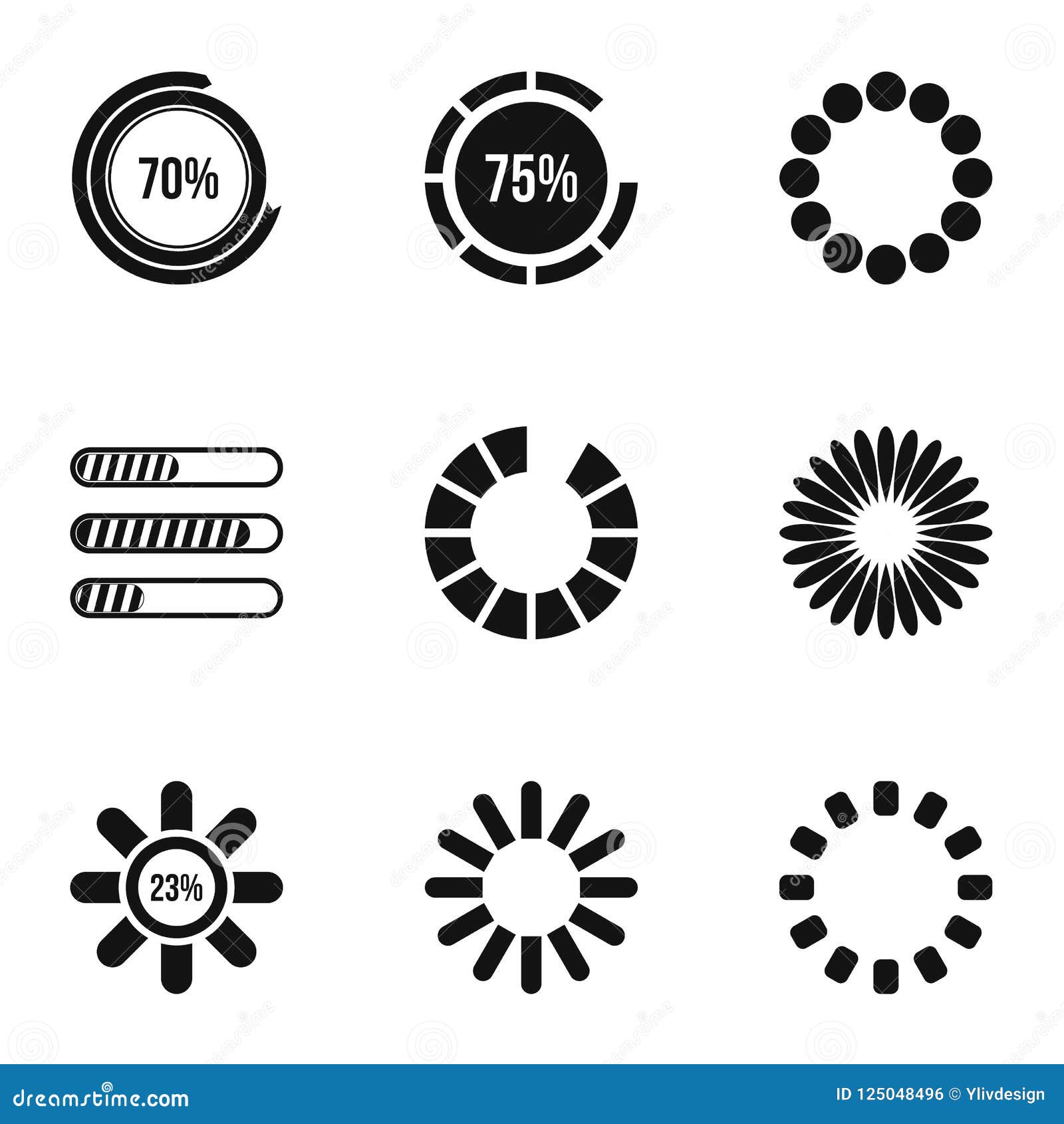 Loading and Waiting Icons Set, Simple Style Stock Illustration ...