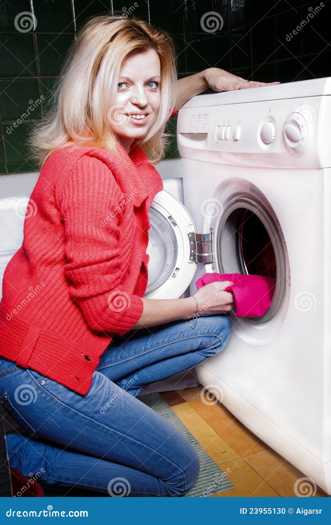 Loading the Washing Machine Stock Photo - Image of equipment, household ...