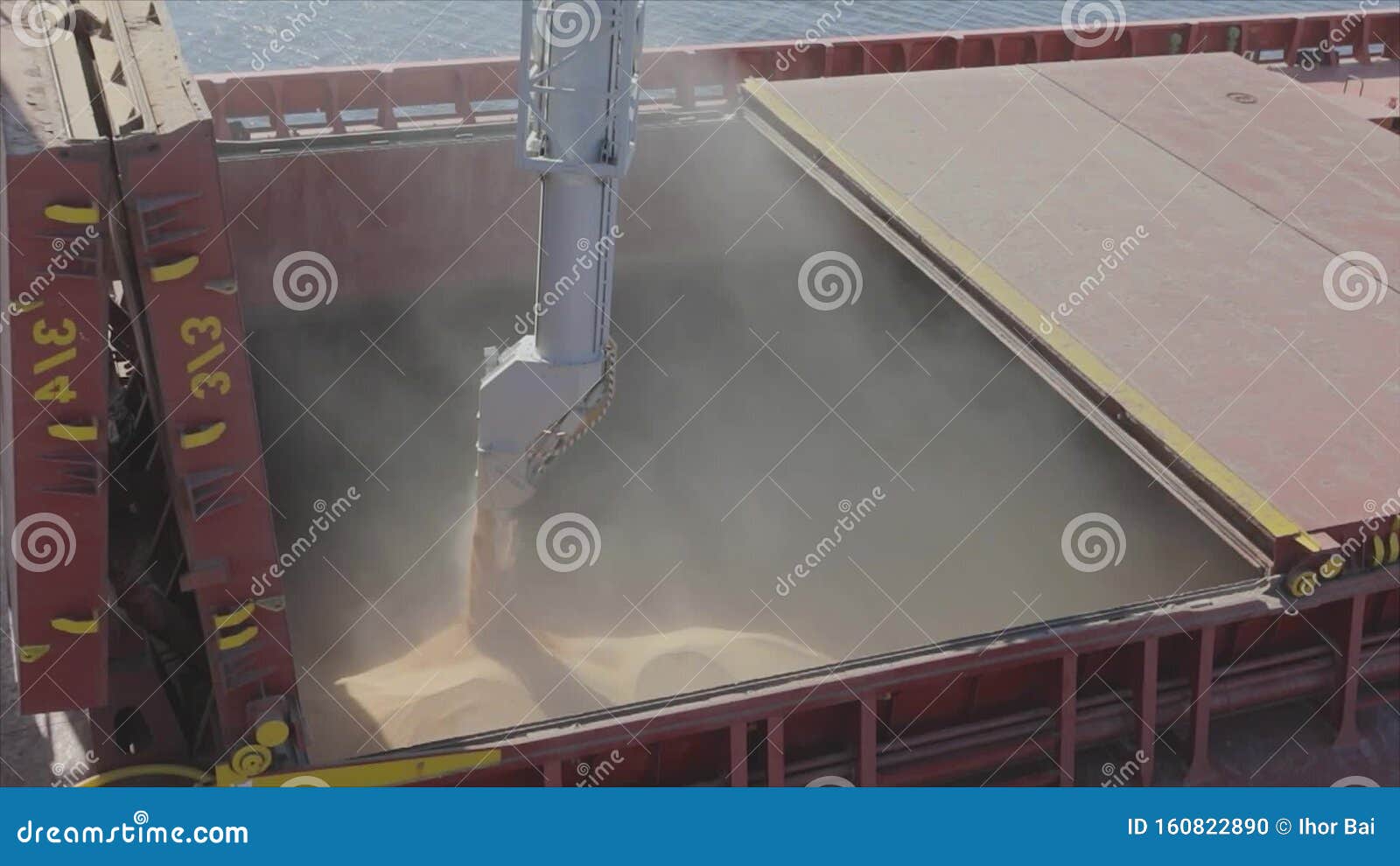 Loading Wheat into a Tanker, a Ship with Wheat. Loading Grain into a ...