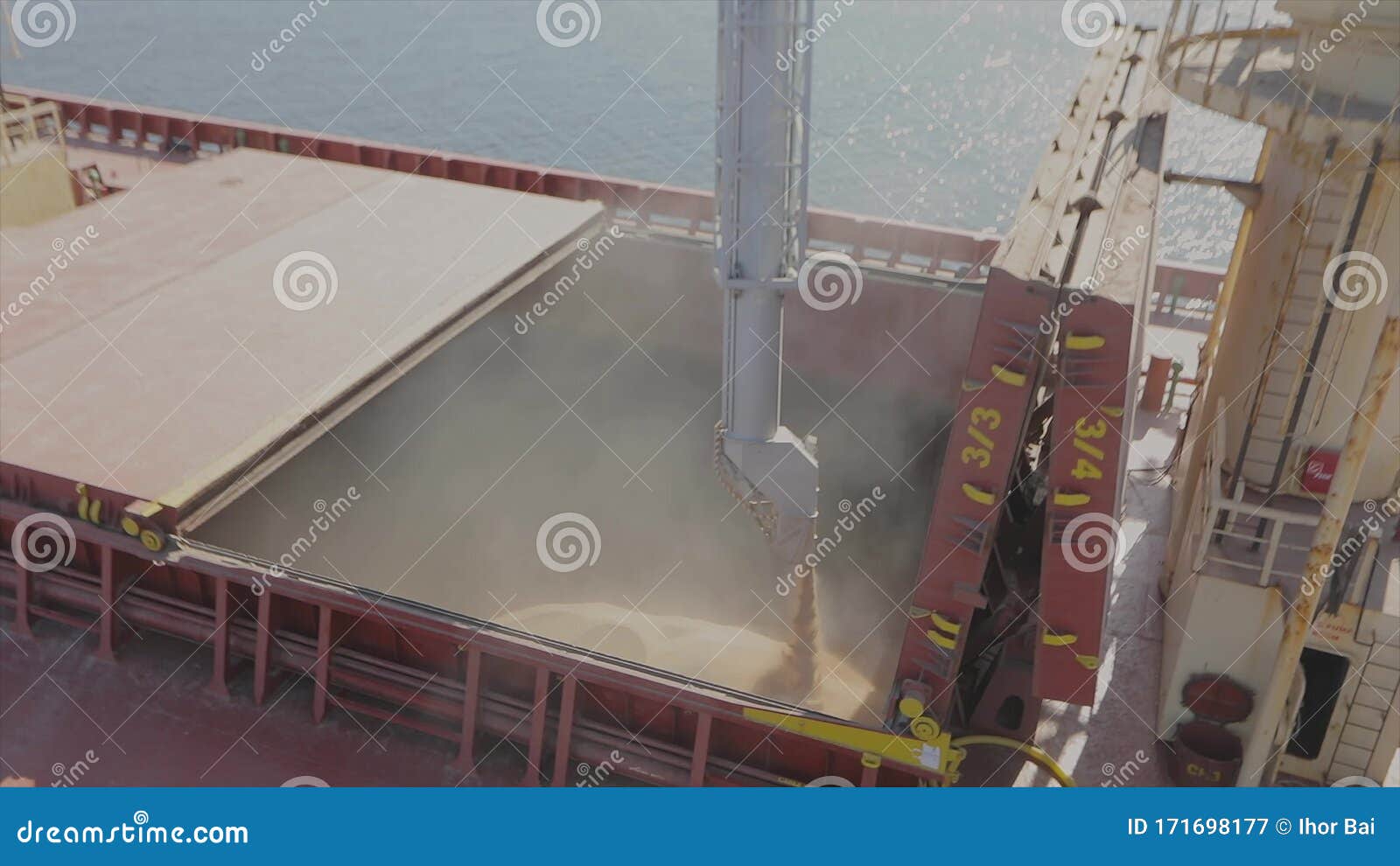 Loading Wheat into a Tanker, a Ship with Wheat. Loading Grain into a ...