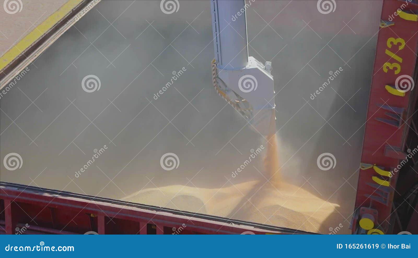 Loading Grain into a Cargo Ship for Transportation by Sea. the Ship is ...