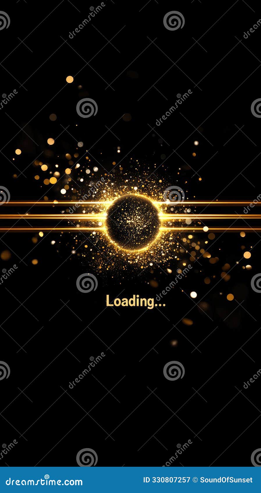 Loading Word on Black Digital Technology Background. Golden Circle and ...